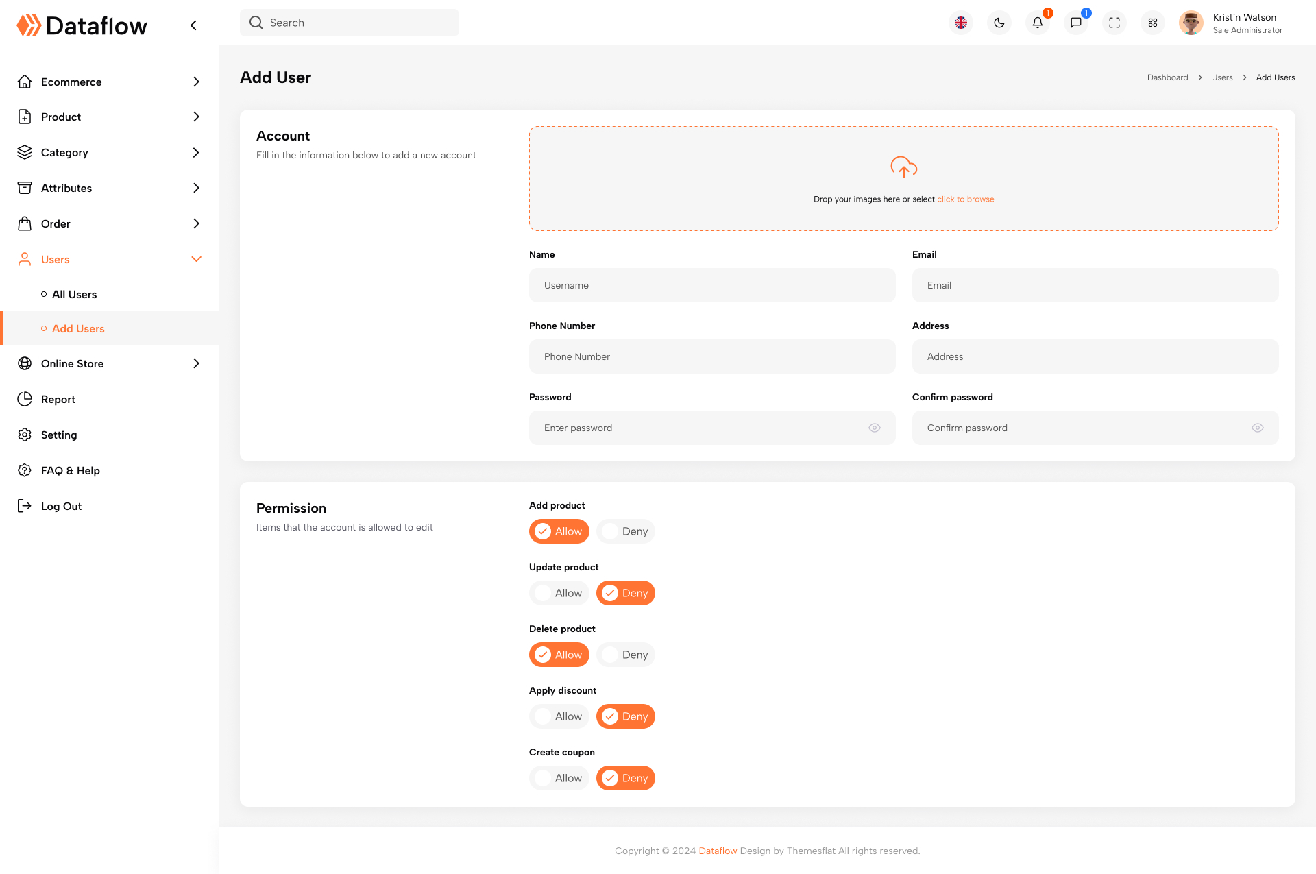 Dataflow - eCommerce Admin Dashboard Figma Template by themesflat | ThemeForest